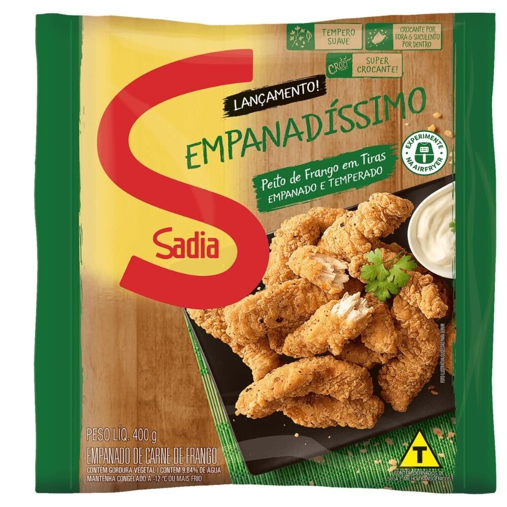 Empanado de Frango SADIA Empanadíssimo Tiras Temperado Congelado 400g